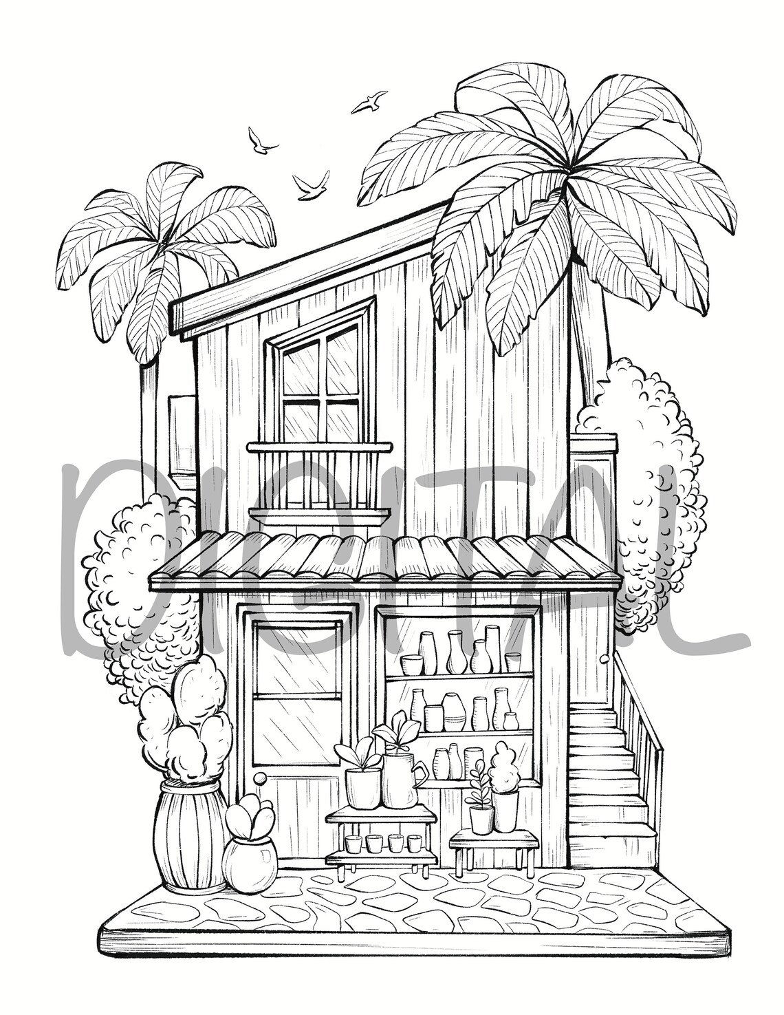 Storefronts Buildings Coloring Pages Architecture Procreate - Etsy Canada