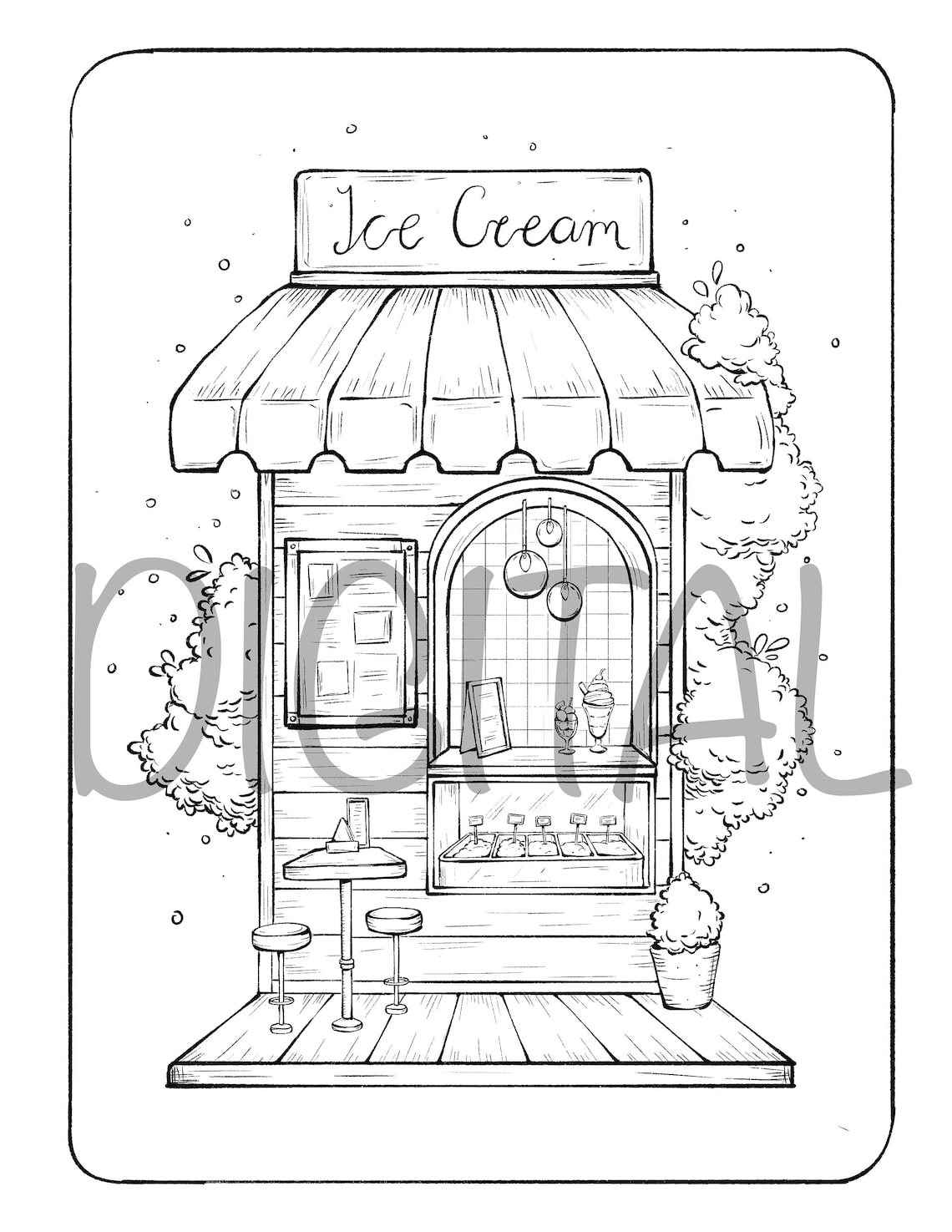 Mini Booth Storefronts Coloring Pages Snack Booth Flower | Etsy