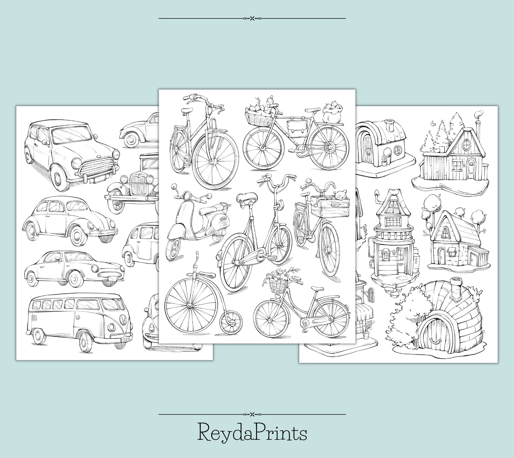 Coloring Pages Printables, 15 Pages Bundle, Practice Sheets, Flowers ...