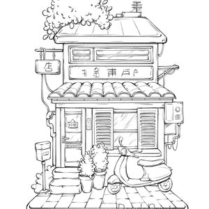 Adorable Storefronts Coloring Printables, Letter Size, Png Jpg ...
