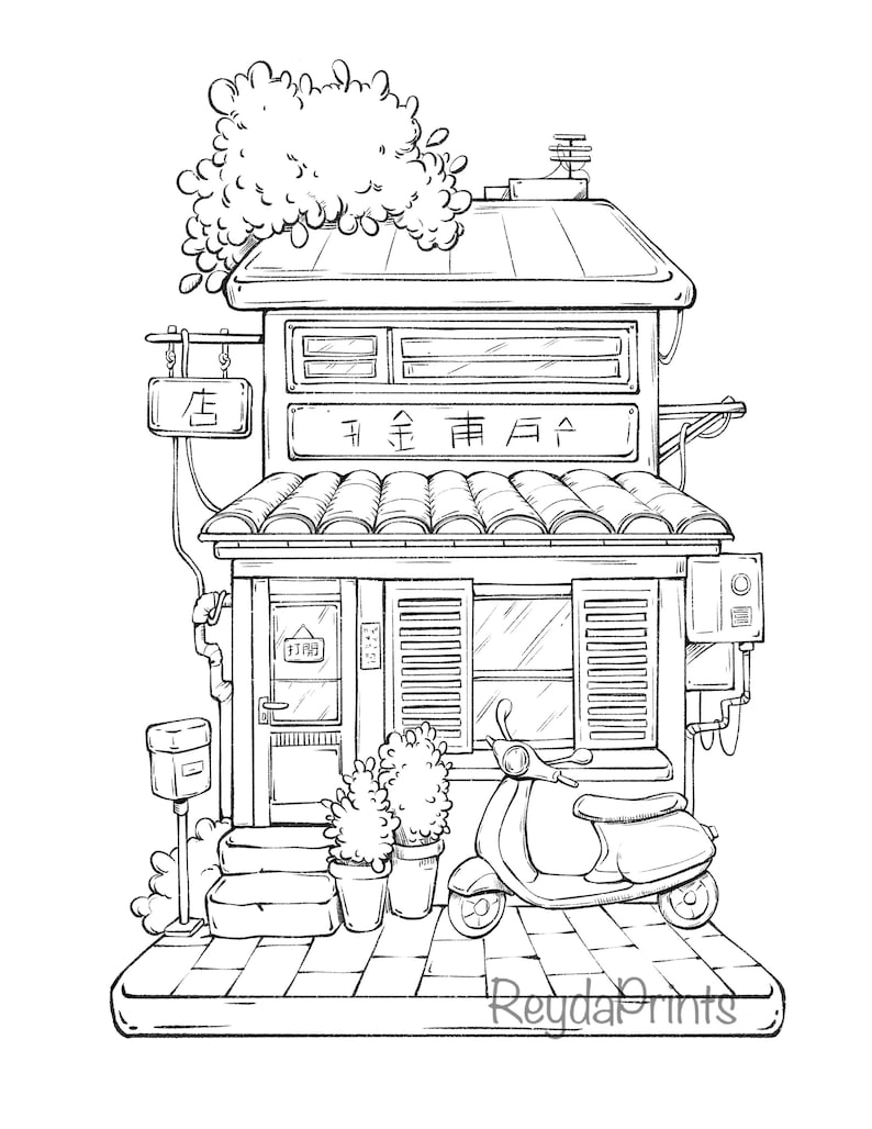 Adorable Storefronts Coloring Printables, Letter Size, Png Jpg ...