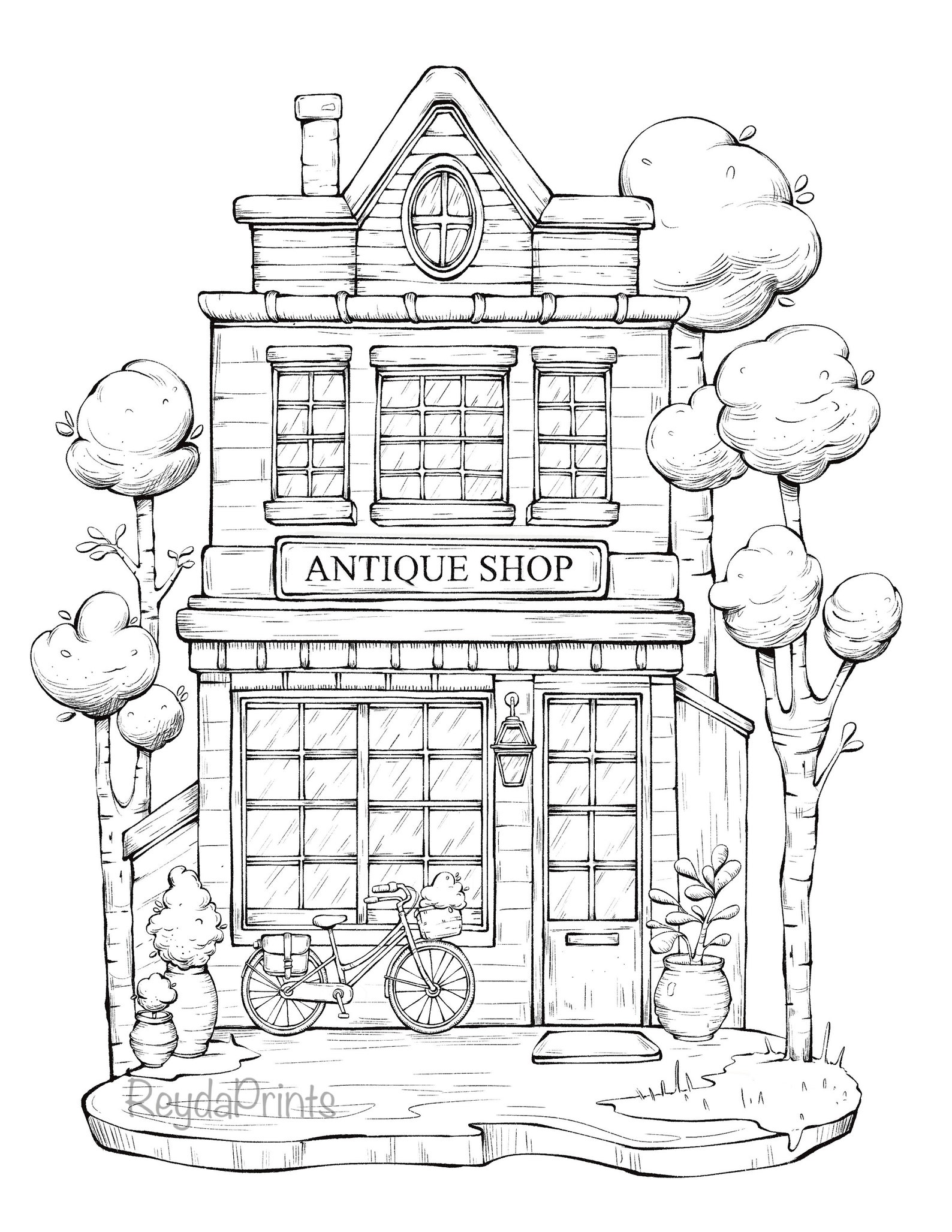 Storefronts Coloring Printables Building Shops Procreate - Etsy Canada