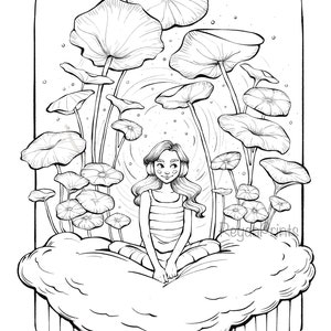 Fantasy Coloring Pages, Girls Reading Book, Magical, Clouds, Procreate ...