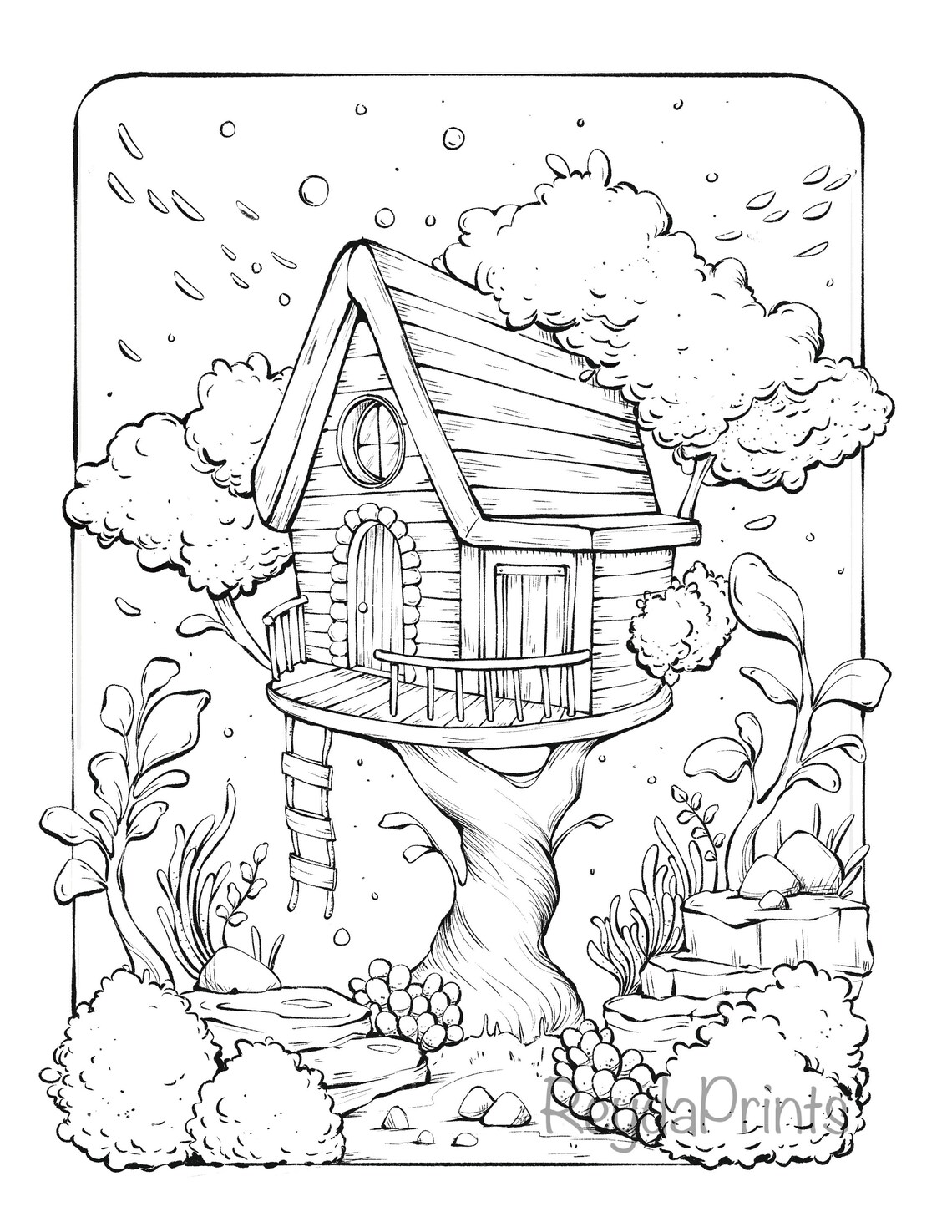 Houses Ocean Coloring Pages Underwater Magical Fantasy - Etsy