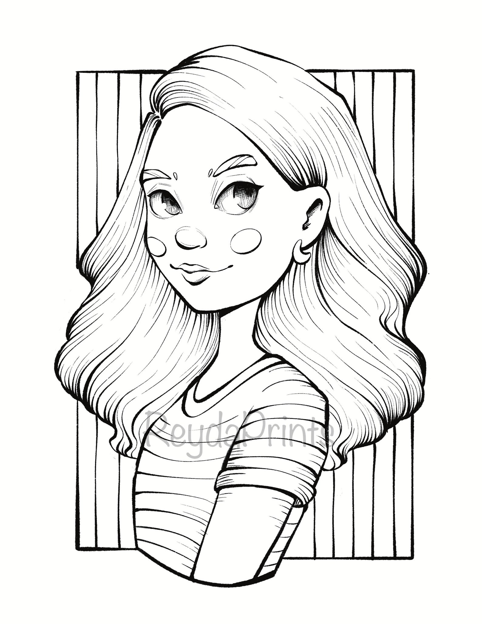 Girls Portrait Stylized Coloring Pages, Letter Size, Procreate, by ...