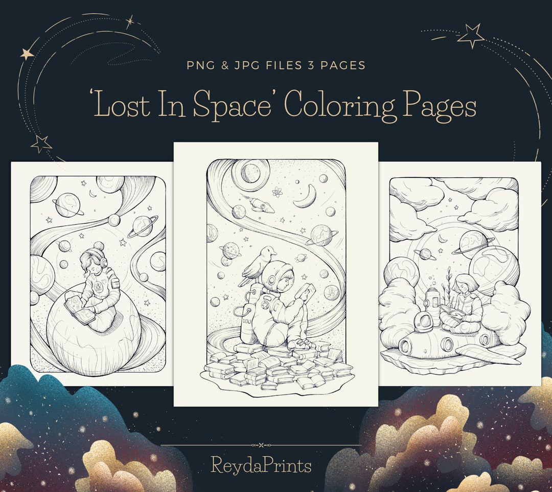 Lost in Space Coloring Pages, Magical, Handdrawn, Procreate - Etsy