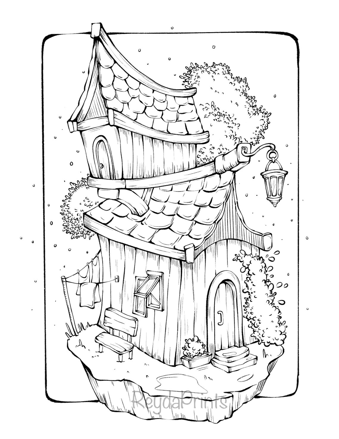 Houses Printable Coloring Pages Magical Houses Procreate - Etsy