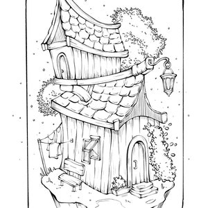 Houses Printable Coloring Pages, Magical Houses, Procreate, Jpg Png Pdf ...