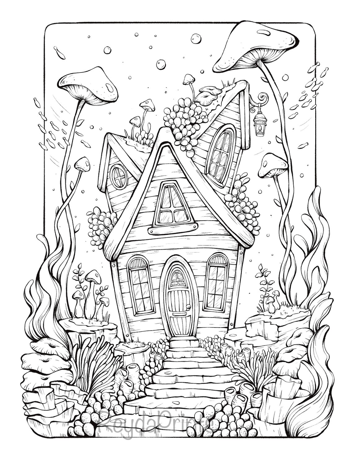 Houses Ocean Coloring Pages Underwater Magical Fantasy - Etsy