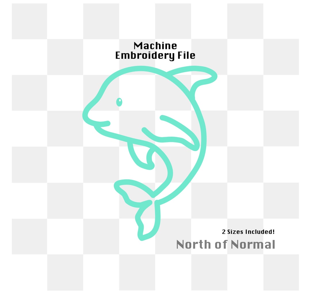 Dolphin Machine Embroidery Design File, Simple Outline, Happy Dolphin ...