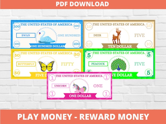 Printable Play Money Kids Reward Dollars or Behavior Bucks | Etsy