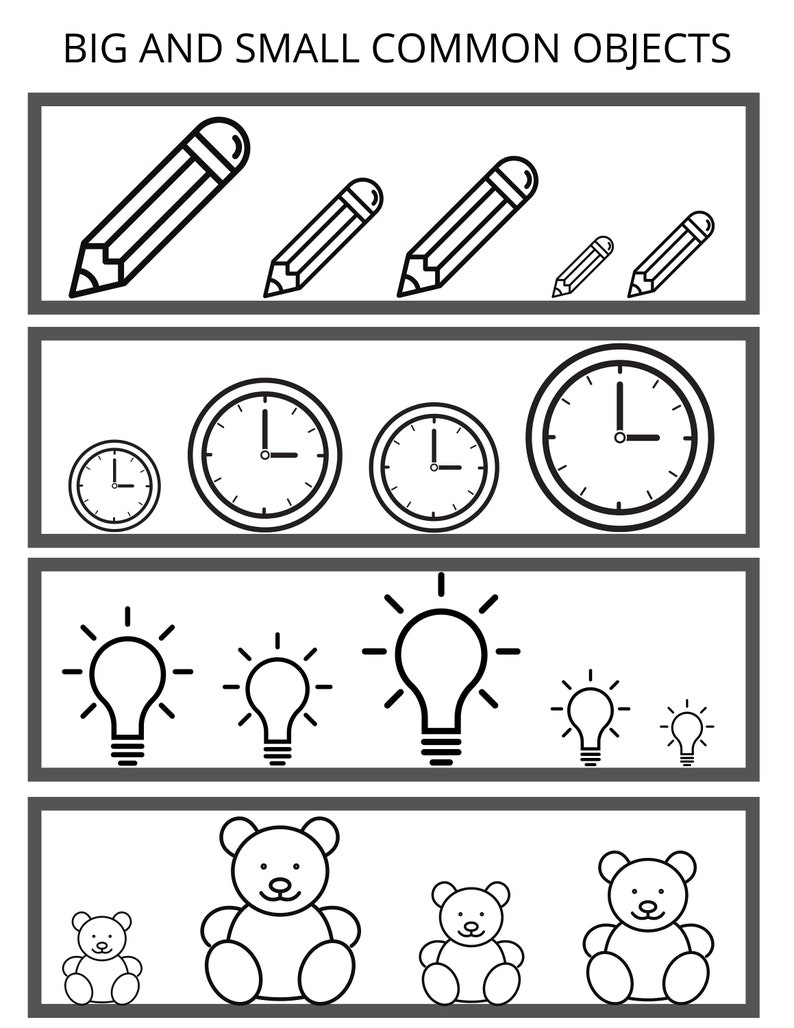 Big Small Worksheet, Comparison Worksheet, Preschool Activities ...