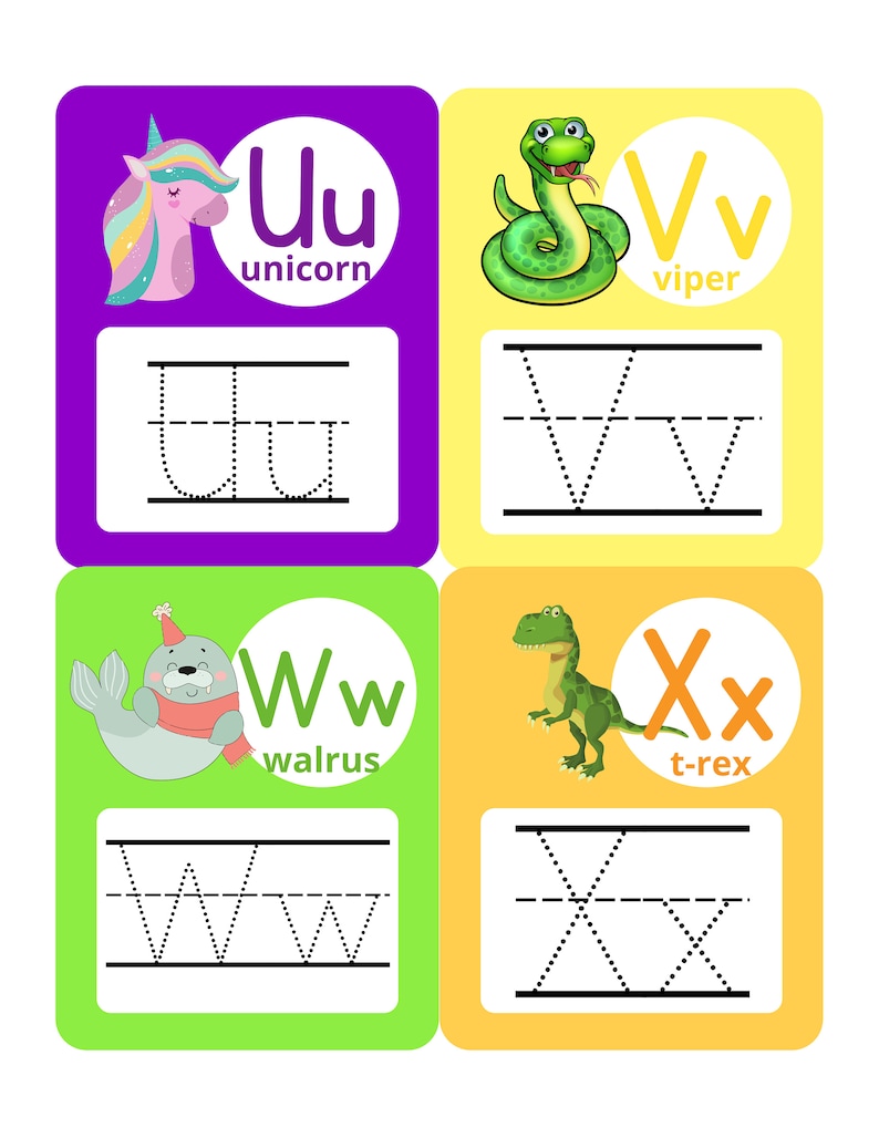 Alphabet Flashcards Printable, ABC Tracing Practice, Flashcards ABC for ...