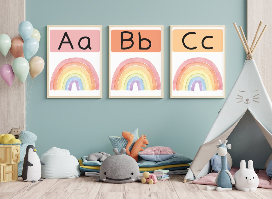 ABC Boho Rainbow Classroom Posters, Colorful Alphabet Rainbow Classroom ...