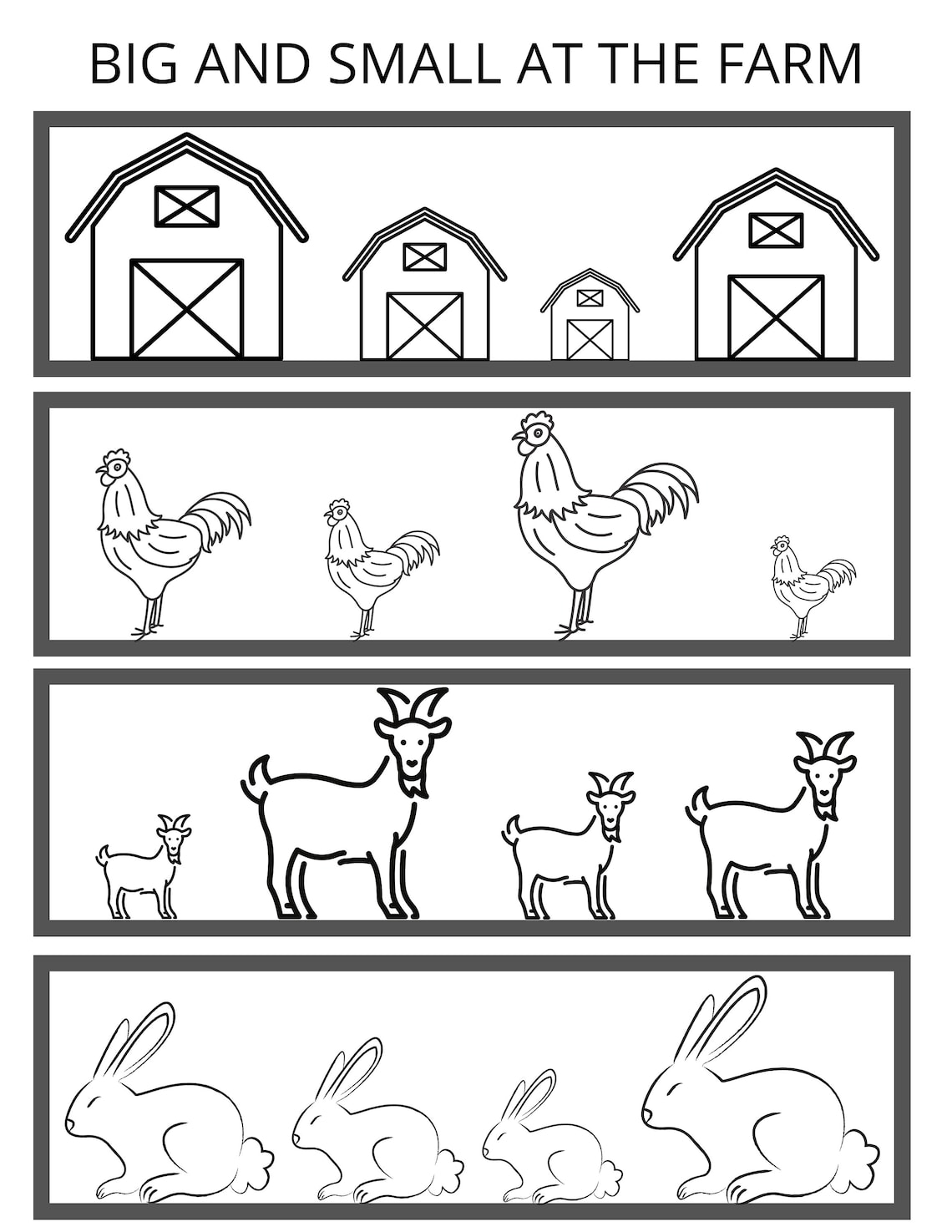 Big Small Worksheet, Comparison Worksheet, Preschool Activities ...