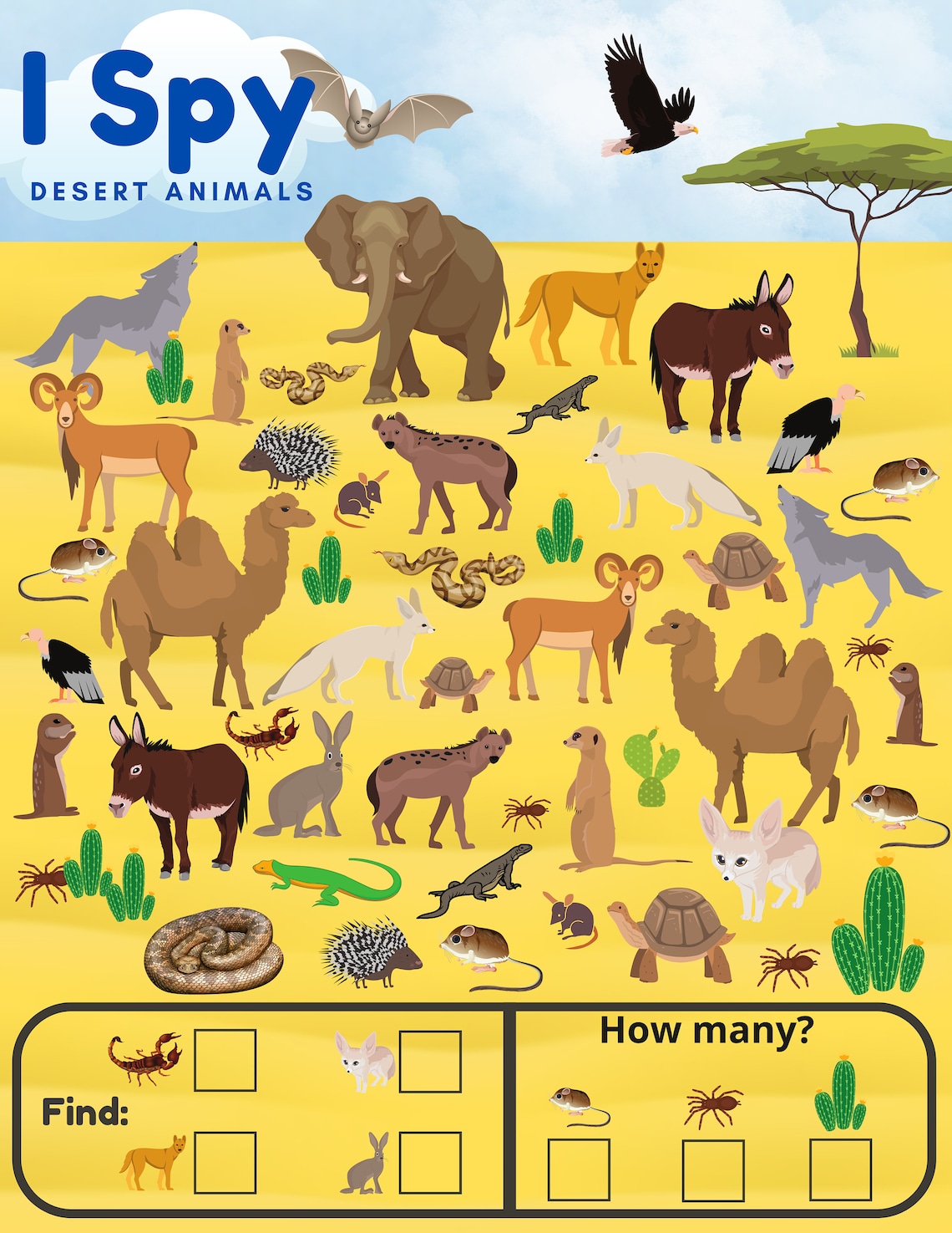 I Spy Game, Preschool Worksheets, Desert Animals and Outer Space ...