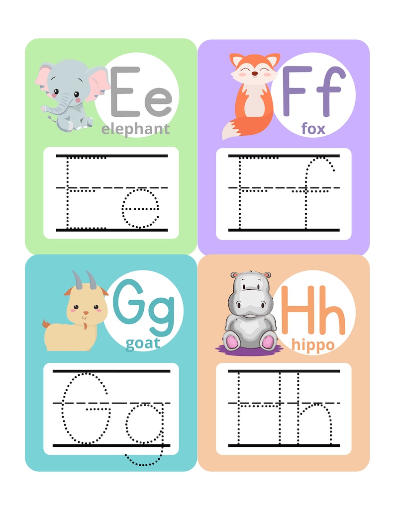 Alphabet Flashcards Printable, ABC Tracing Practice, Flashcards ABC for ...