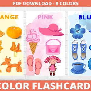 Color Flashcards, Kindergarten Preschool Printable Flashcards for ...