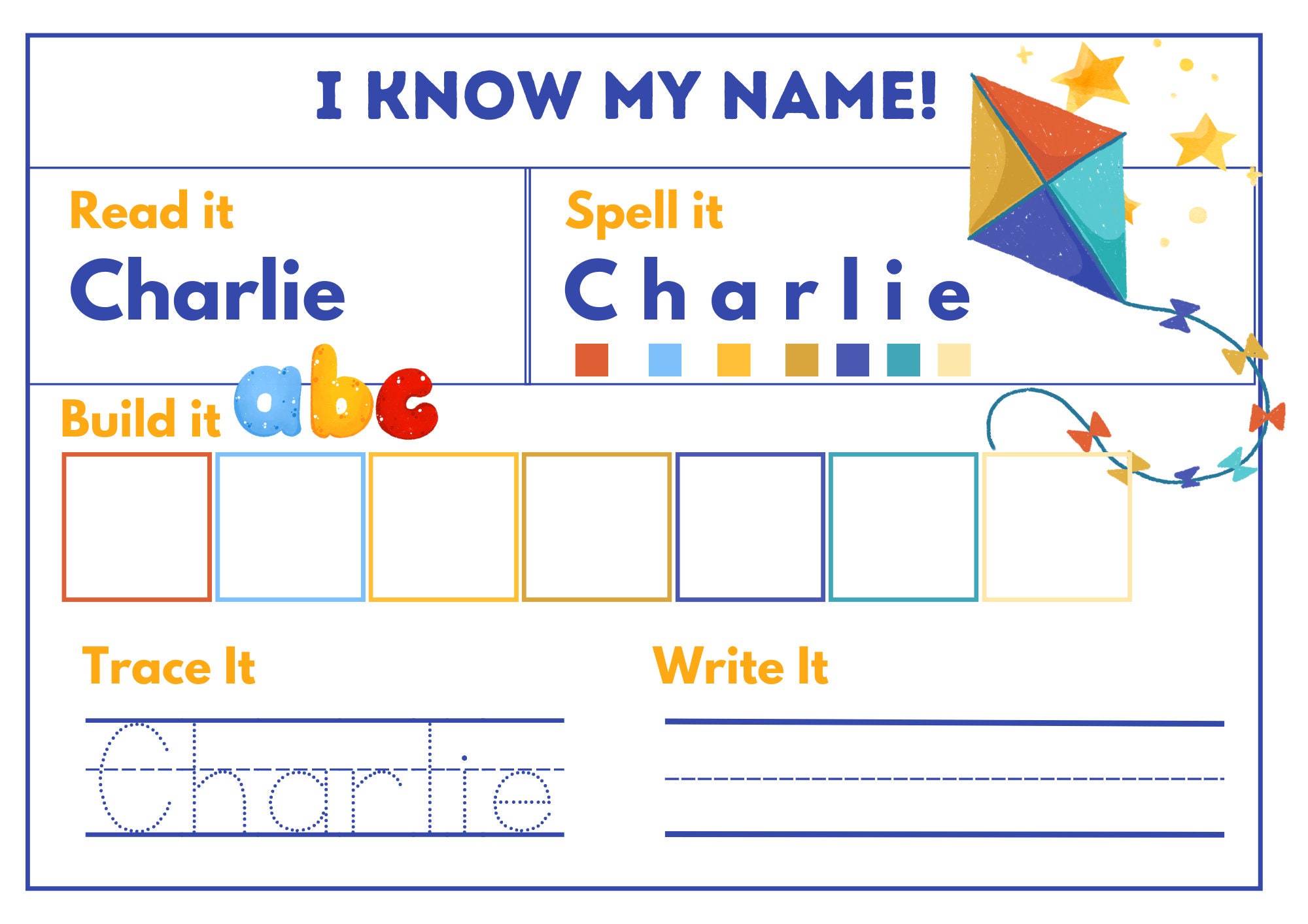 Personalized Name Tracing Worksheet Mats. Pre-k, Preschool, Toddler ...