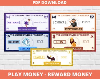 Printable Play Money Kids Reward Dollars or Behavior Bucks | Etsy