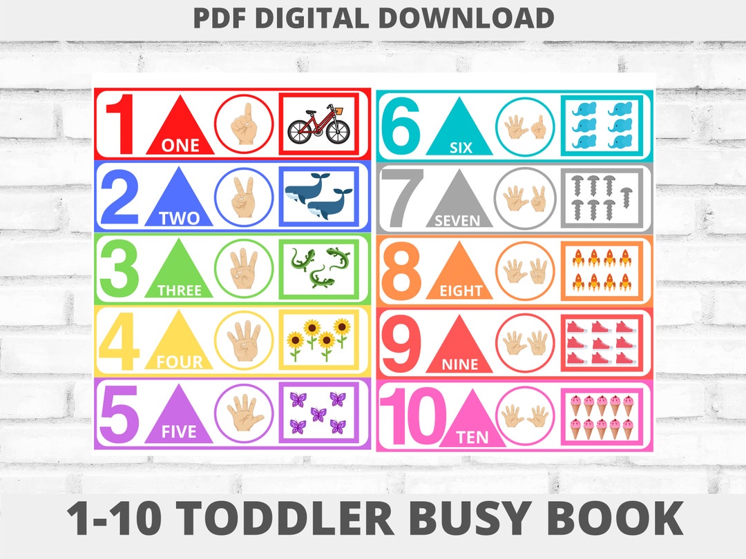 Busy Book Worksheets Learn Numbers 1 to 10, Preschool Worksheets ...