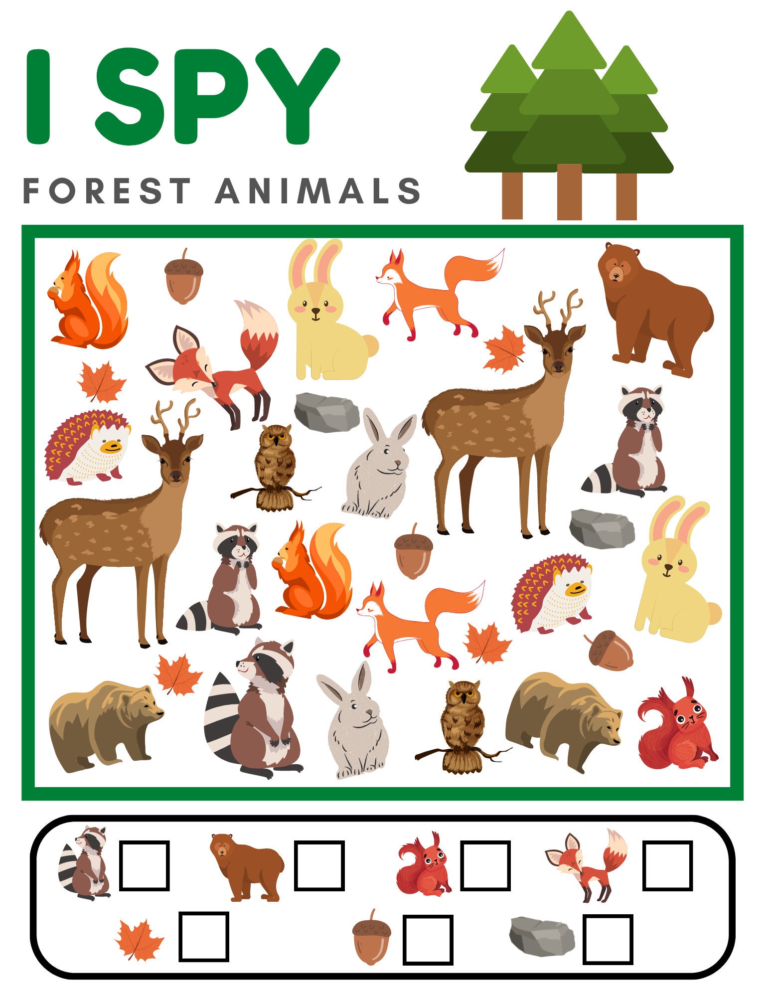 I Spy Game, Preschool Worksheets, Sea Animals and Forest Animals ...