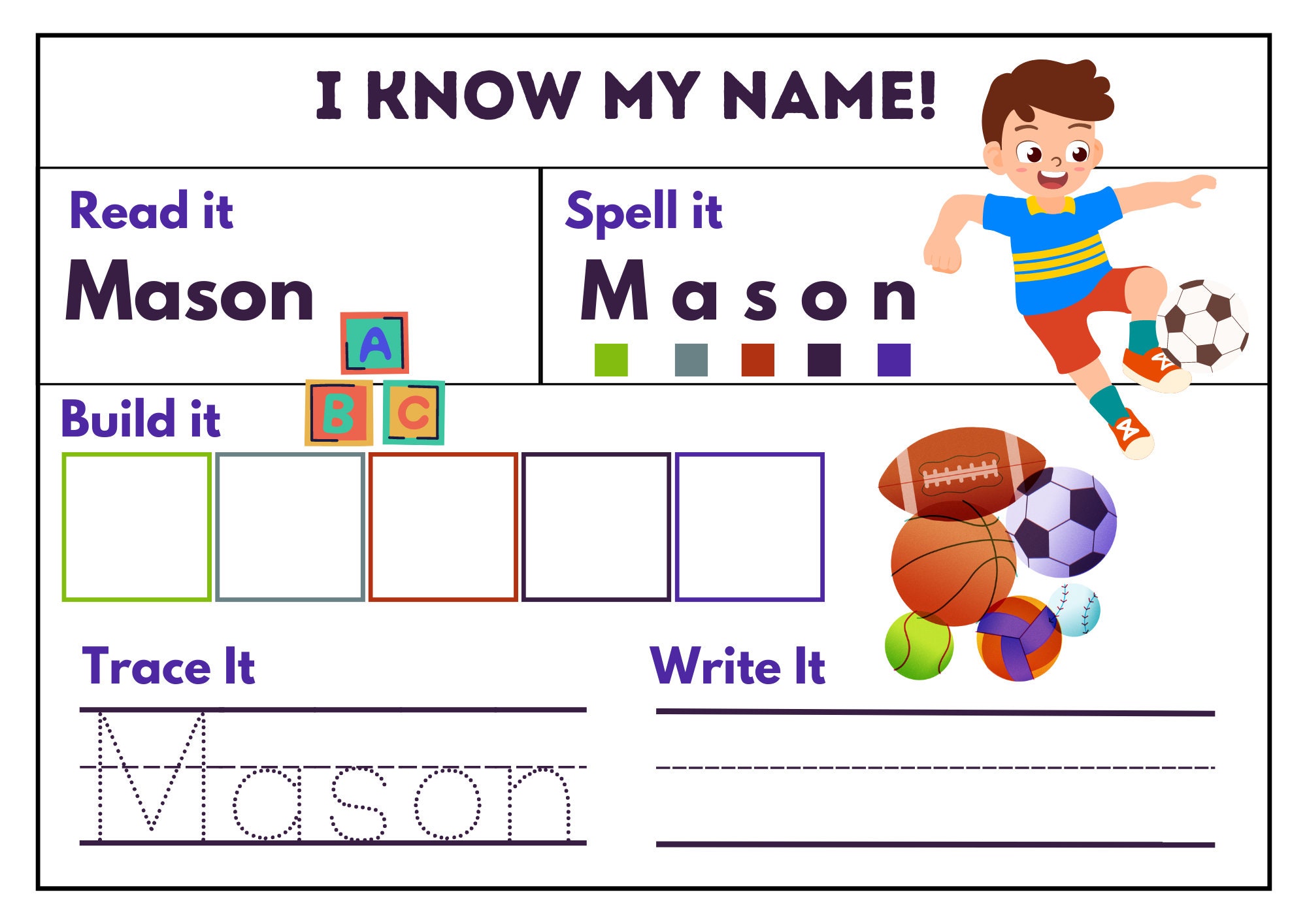Personalized Name Tracing Worksheet Mats. Pre-k, Preschool, Toddler ...