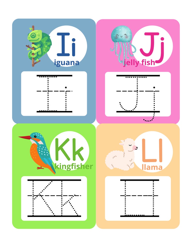 Alphabet Flashcards Printable, ABC Tracing Practice, Flashcards ABC for ...