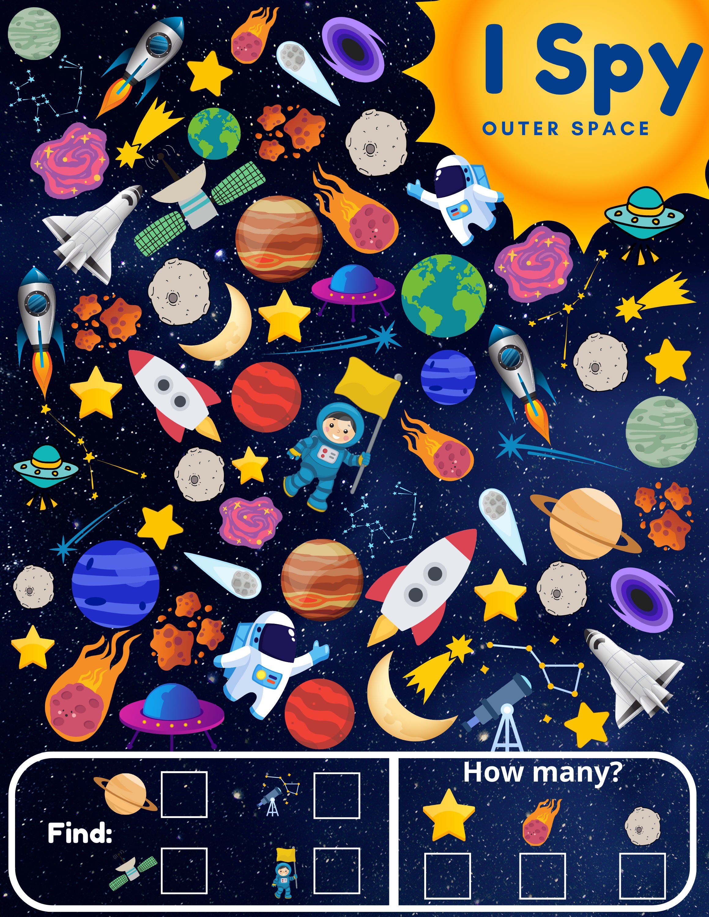 Buy I Spy Game, Preschool Worksheets, Desert Animals and Outer Space ...