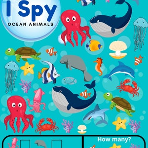 I Spy Game, Preschool Worksheets, Sea Animals and Forest Animals ...