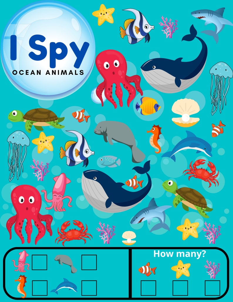 I Spy Game, Preschool Worksheets, Sea Animals and Forest Animals ...