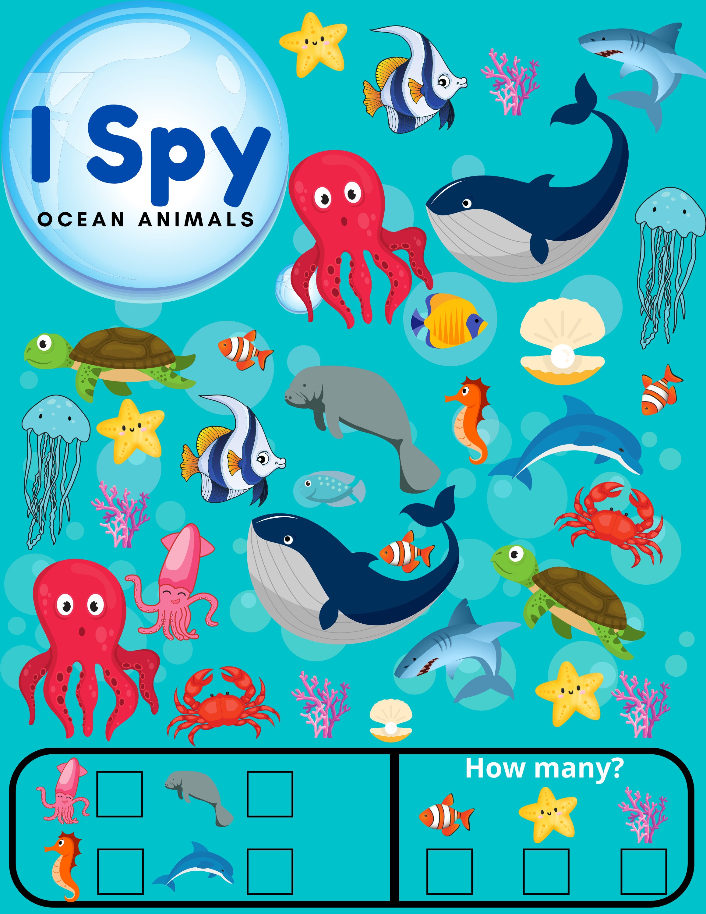 I Spy Game, Preschool Worksheets, Sea Animals and Forest Animals ...