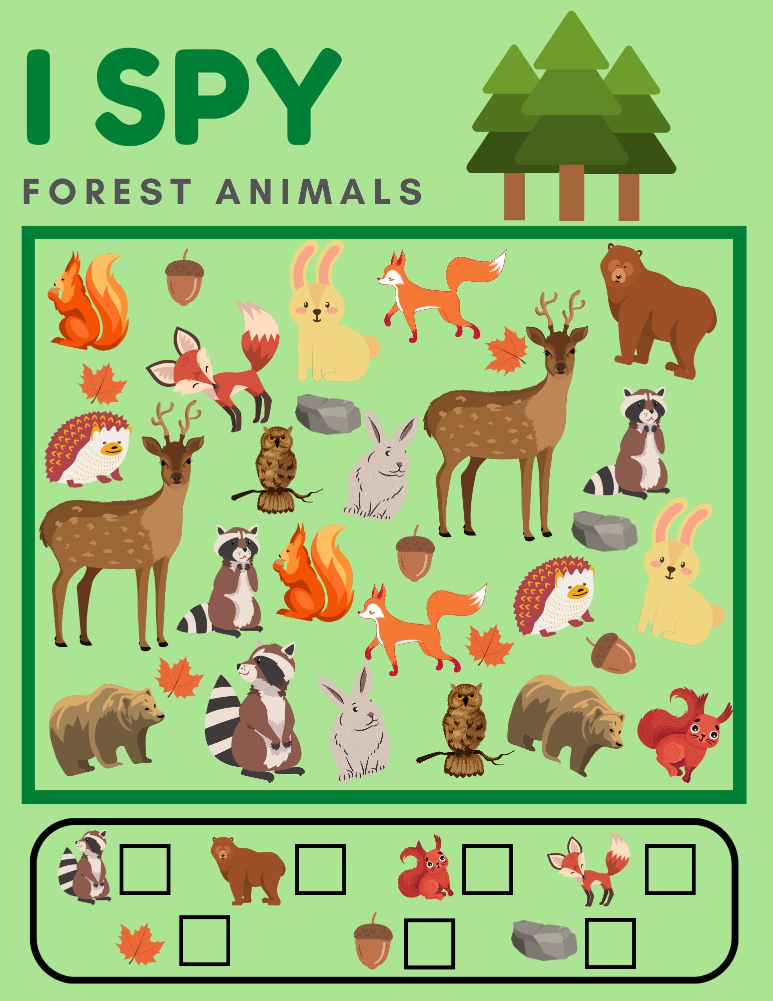 I Spy Game, Preschool Worksheets, Sea Animals and Forest Animals ...