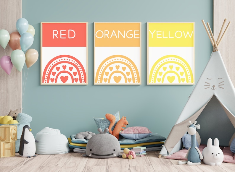 Kindergarten Classroom Poster, Colors Poster, Boho Retro Decor Bundle ...