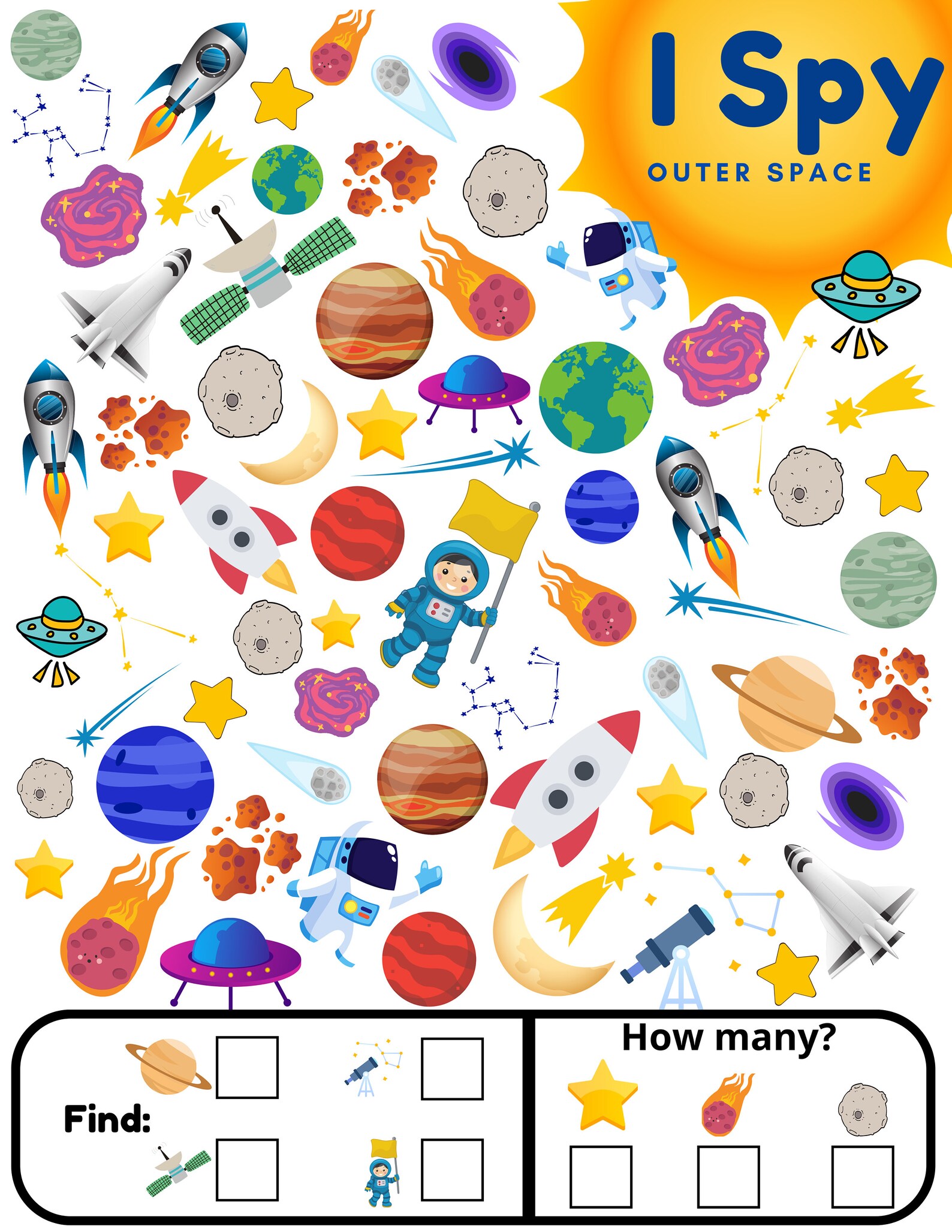 I Spy Game, Preschool Worksheets, Desert Animals and Outer Space ...