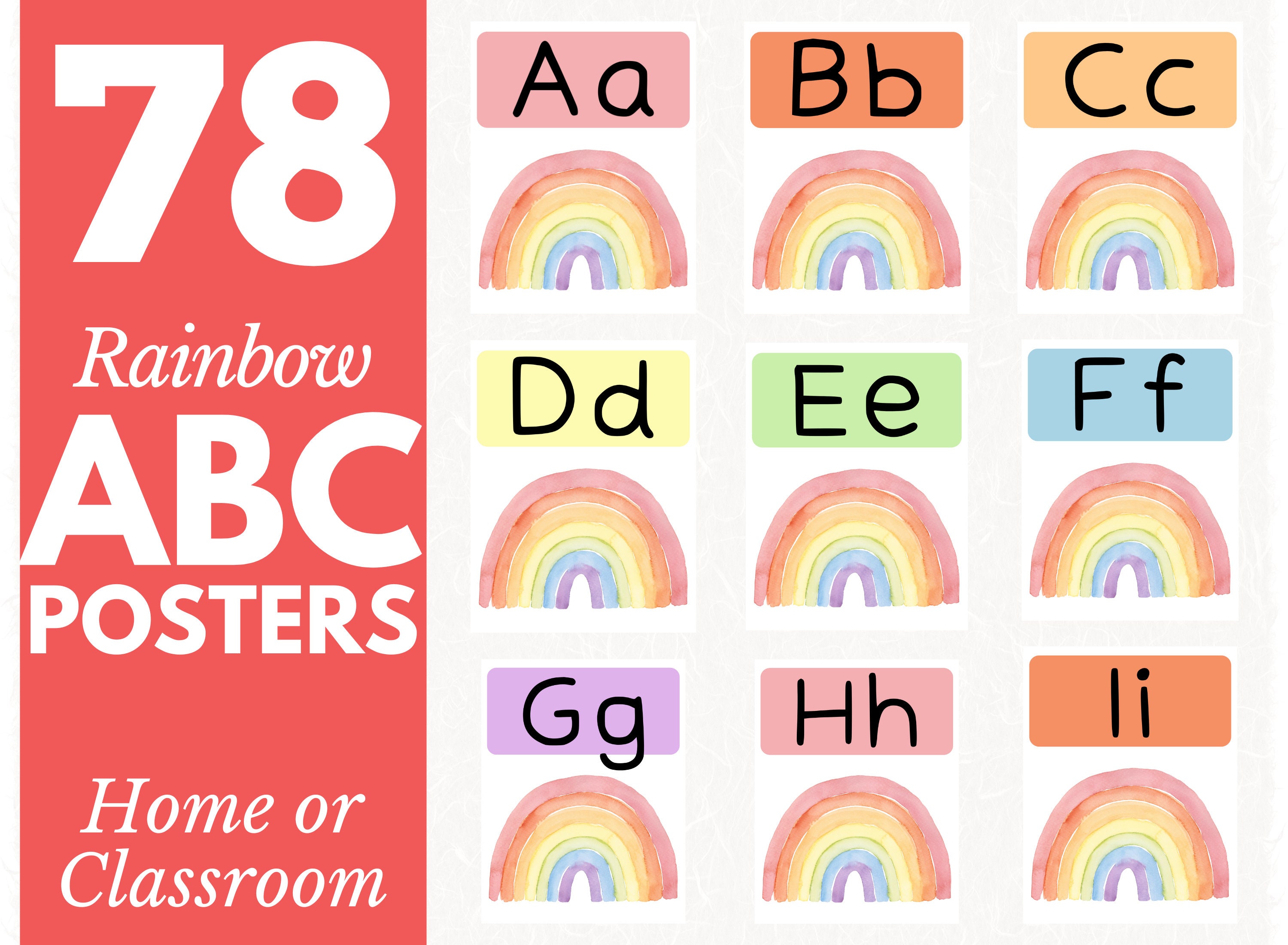 ABC Boho Rainbow Classroom Posters, Colorful Alphabet Rainbow Classroom ...