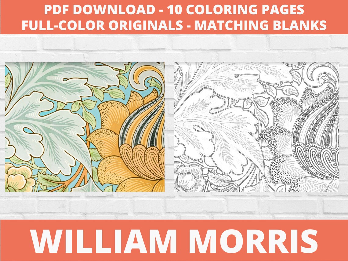 William Morris Coloring Book, Floral Coloring Pages, Art Deco Coloring ...