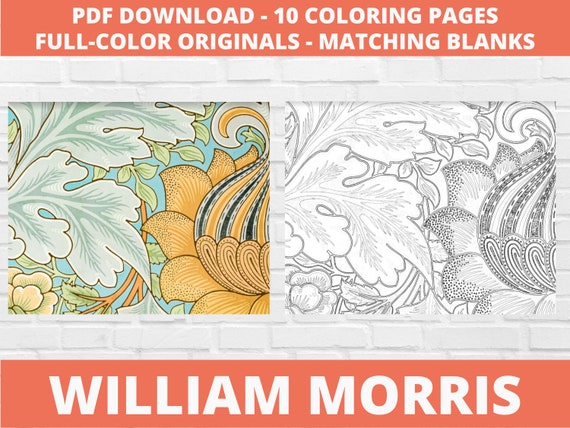 William Morris Coloring Book Floral Coloring Pages Art Deco - Etsy