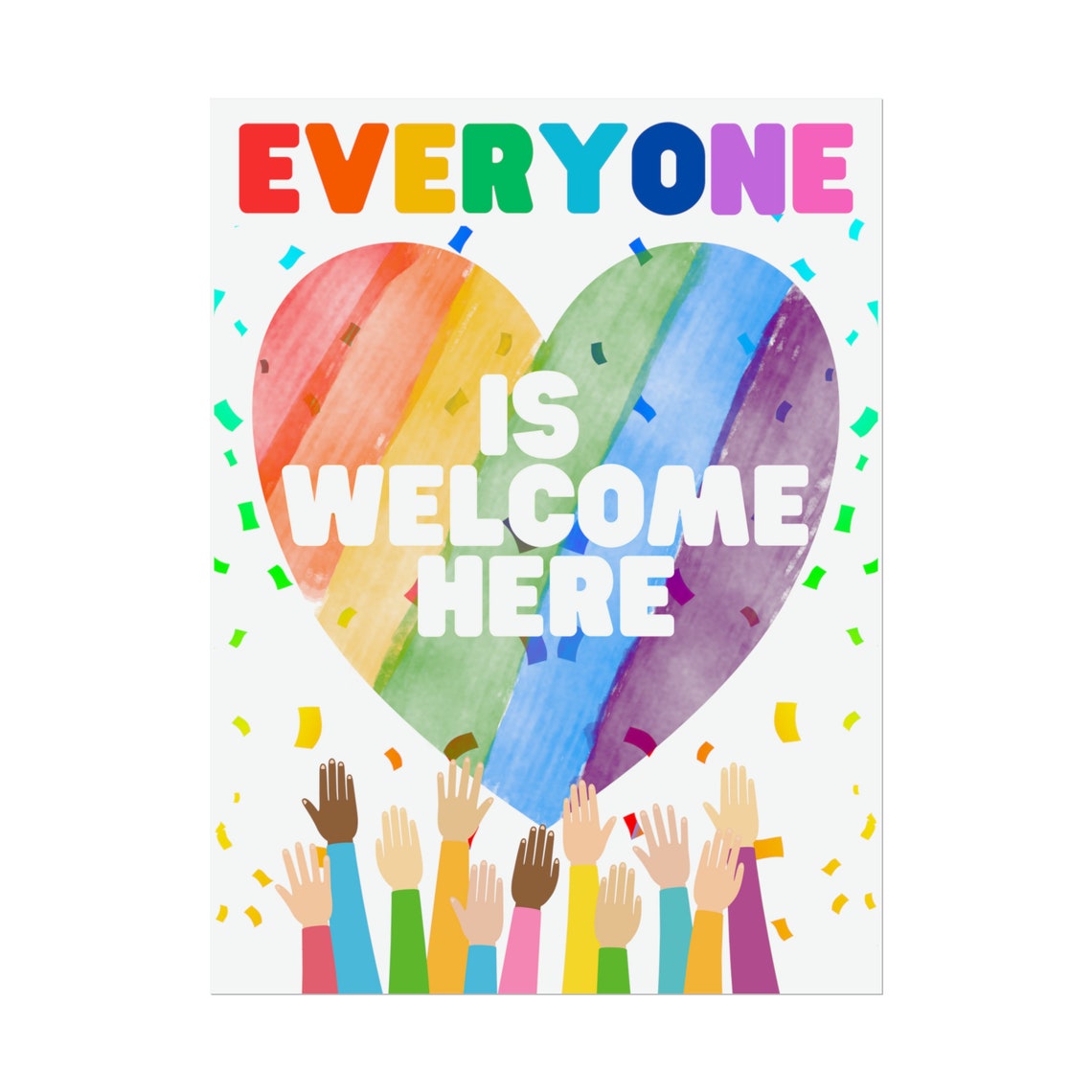 Everyone is Welcome Here Poster, Safe Space Poster, Rainbow Classroom ...