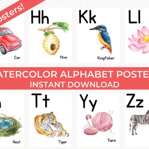 Watercolor Alphabet Poster for Homeschool, Daycare or Classroom Decor ...