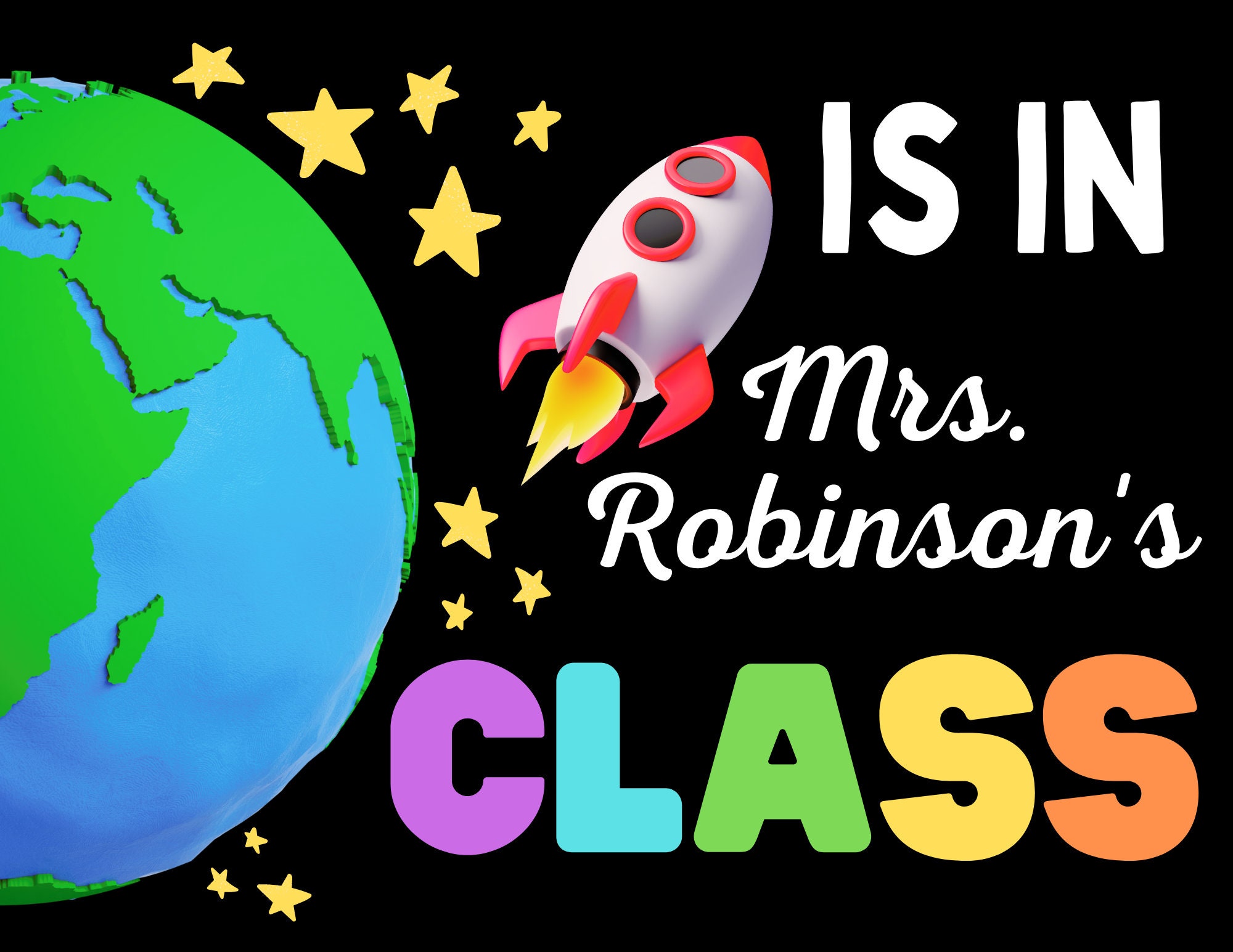 Personalized Classroom Poster, Future of the World Colorful Rainbow ...