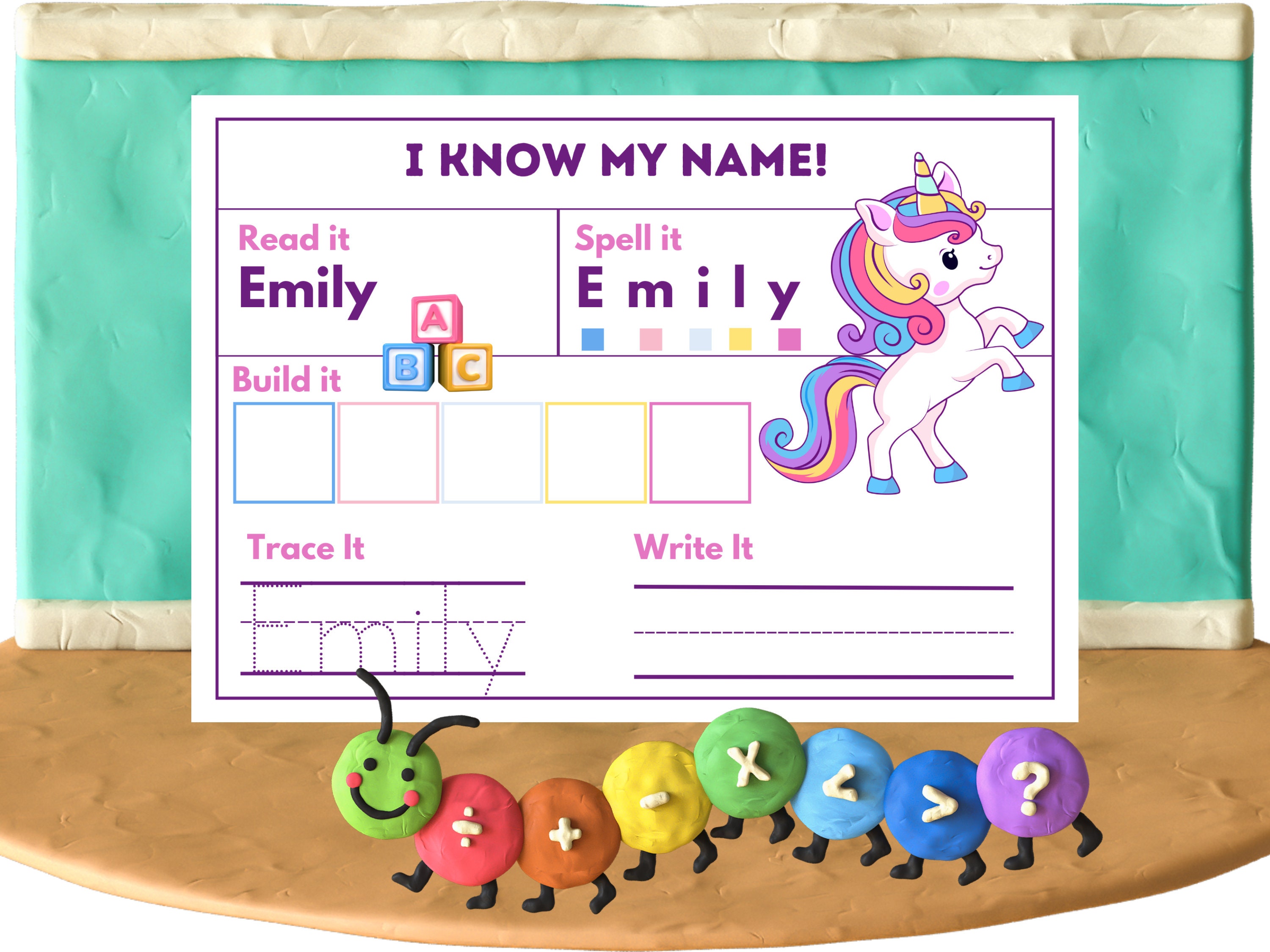 Personalized Name Tracing Worksheet Mats. Pre-k, Preschool, Toddler ...