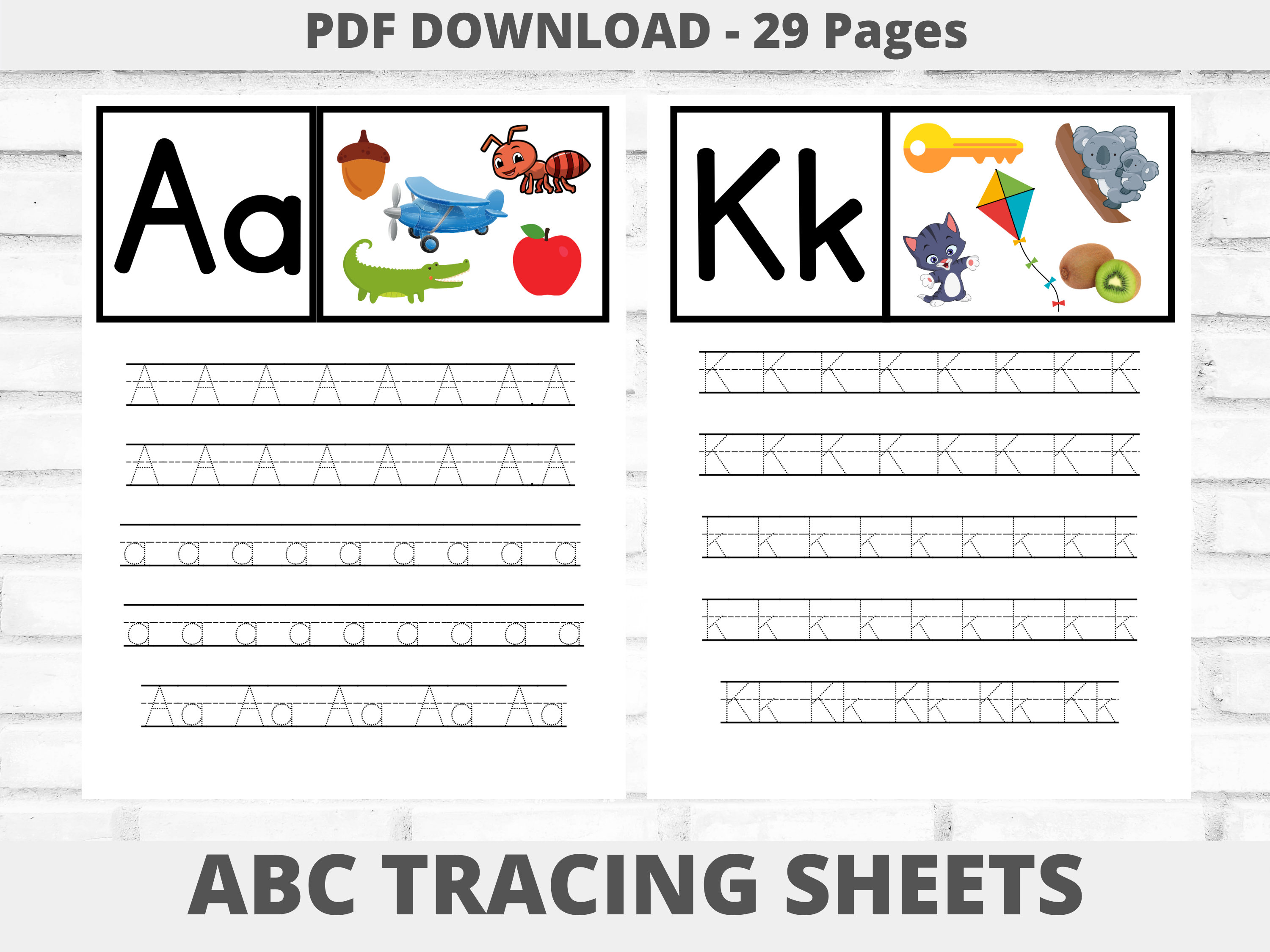 Alphabet Tracing Worksheets With Uppercase Letters and Lowercase ...