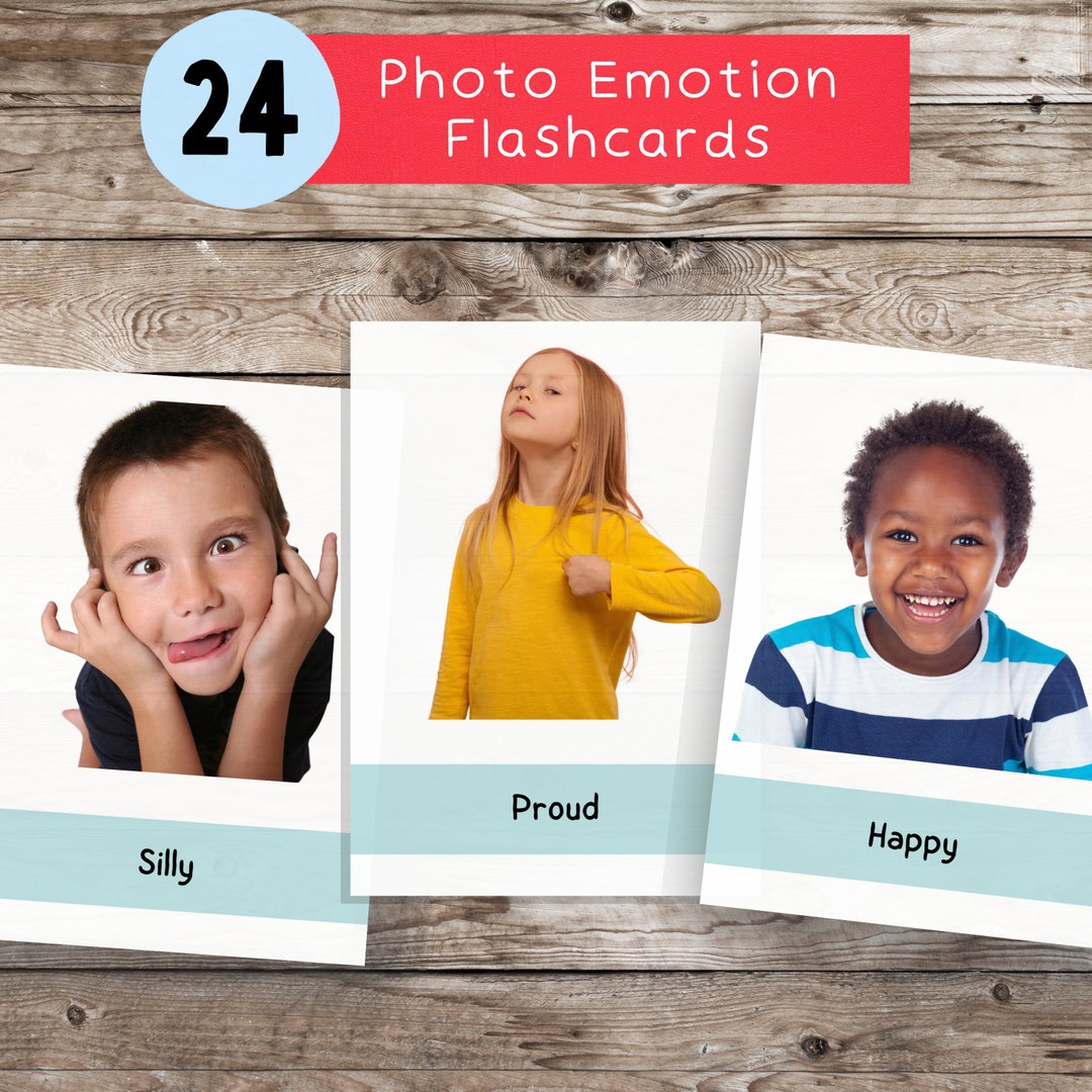 Real Photo Emotions Flashcards, Kindergarten Preschool Feelings ...