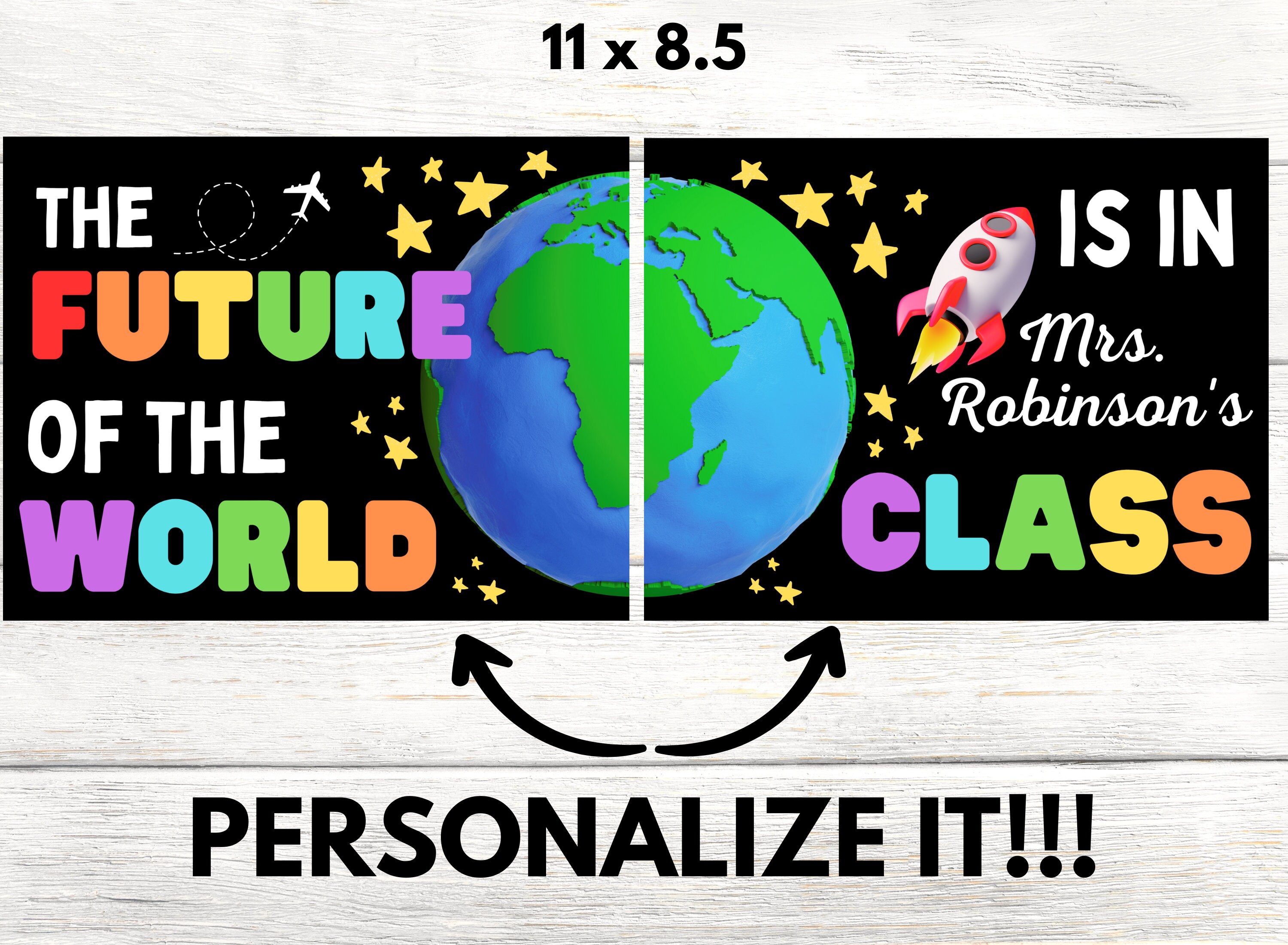Personalized Classroom Poster, Future of the World Colorful Rainbow ...