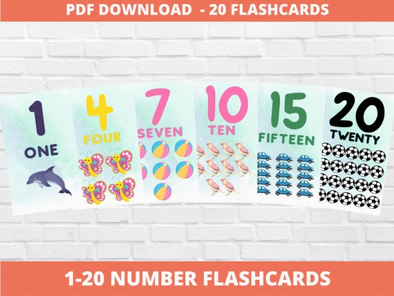 Number Flashcards 1-20 Kindergarten Preschool Printable | Etsy