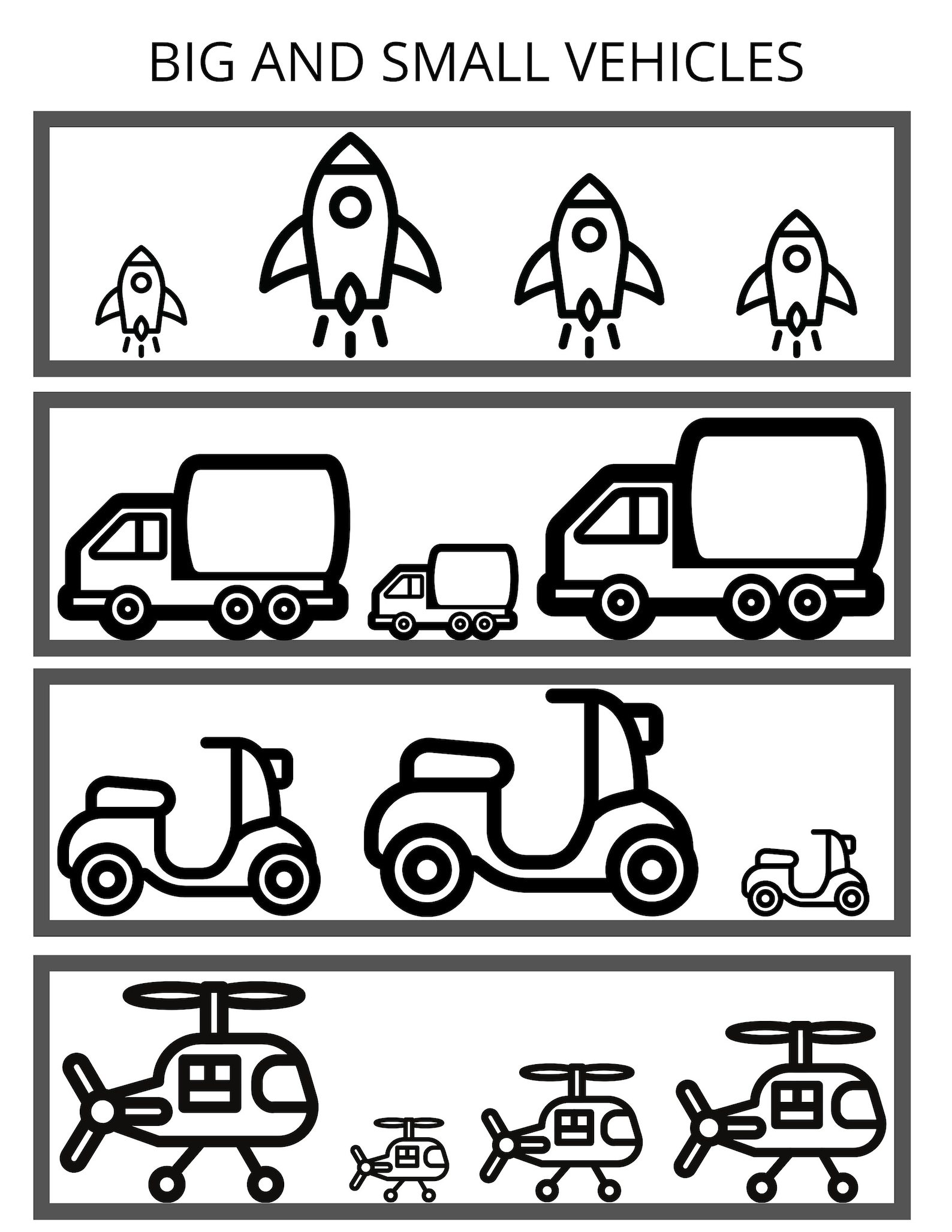 Big Small Worksheet, Comparison Worksheet, Preschool Activities ...