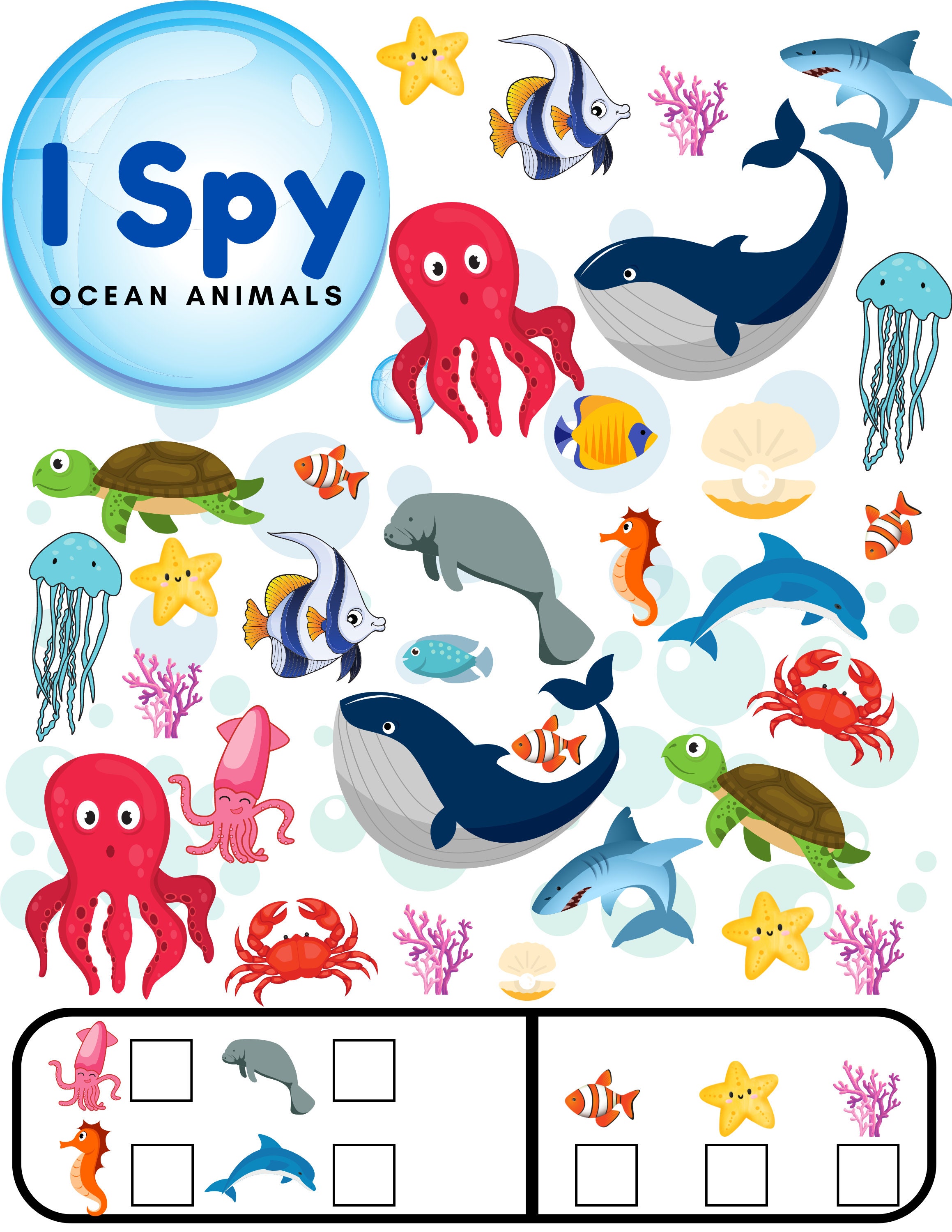 I Spy Game, Preschool Worksheets, Sea Animals and Forest Animals ...