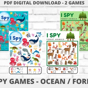 I Spy Game, Preschool Worksheets, Sea Animals and Forest Animals ...