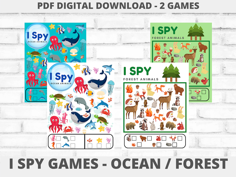 I Spy Game, Preschool Worksheets, Sea Animals and Forest Animals ...